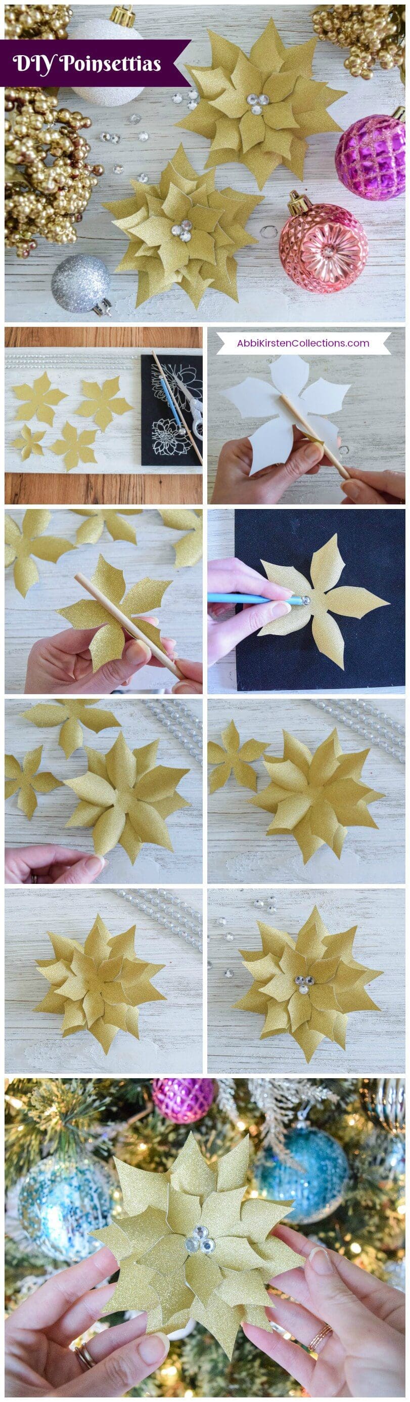 DIY Paper Poinsettia Flower Tutorial: Holiday Paper Poinsettia Craft