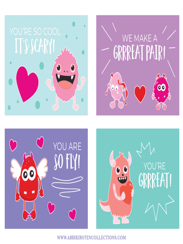Valentine's Monster Printable Card Story - Abbi Kirsten Collections