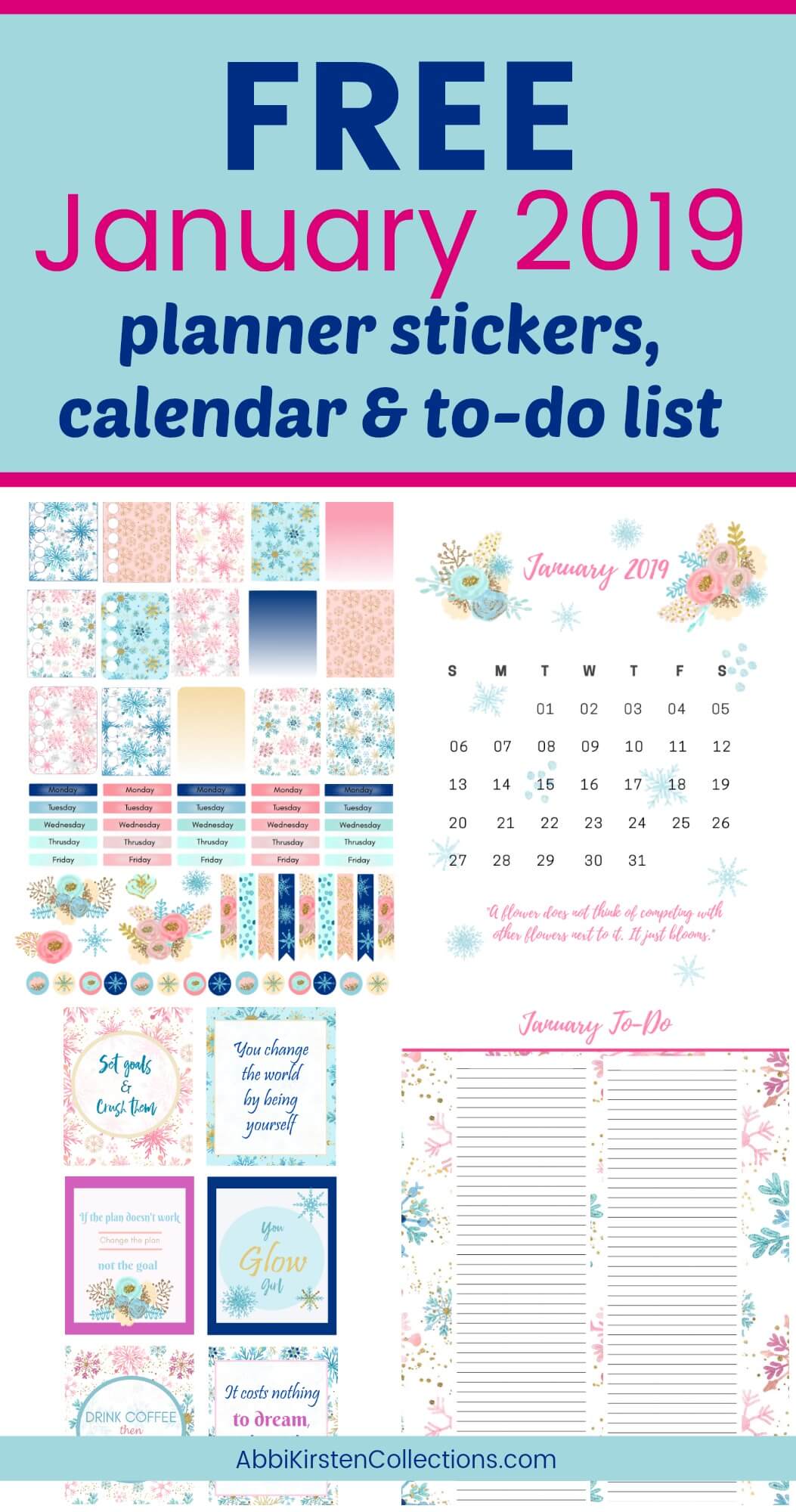 Free January Planner Stickers | Abbi Kirsten Collections