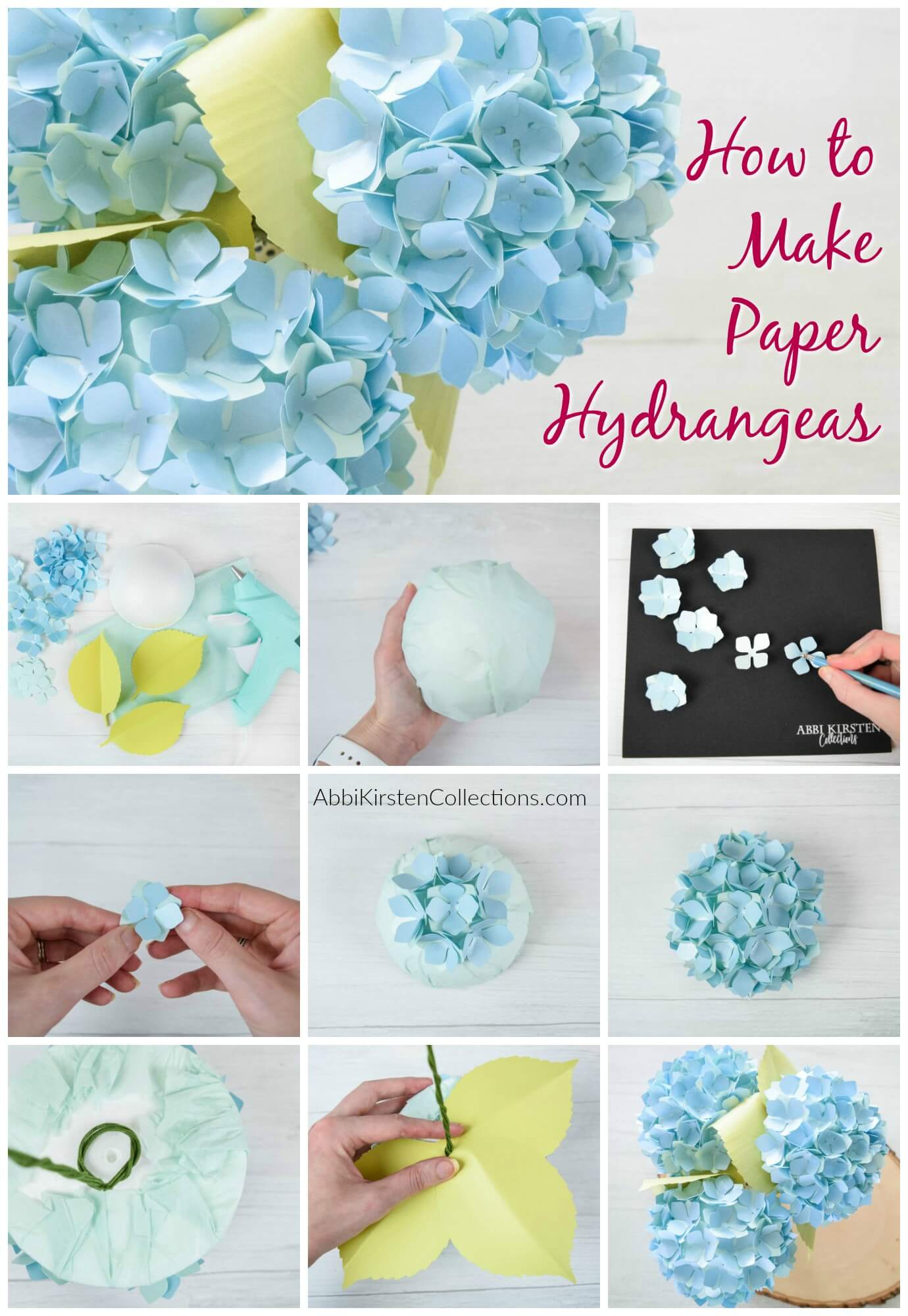 DIY Paper Hydrangea Flowers: Templates and Tutorial