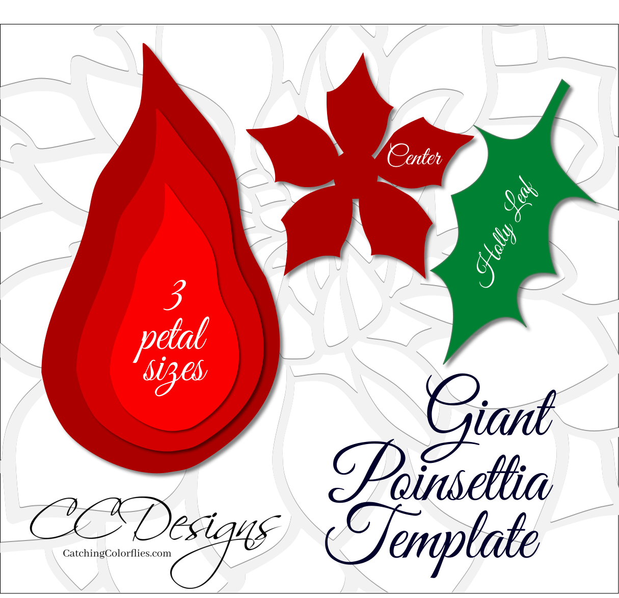 Make Paper Poinsettia Flowers for Christmas Decor: Templates & Tutorial