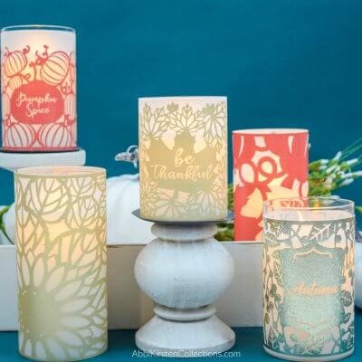 Fall Candle Wraps & Thanksgiving Table Decor With Cricut Vinyl