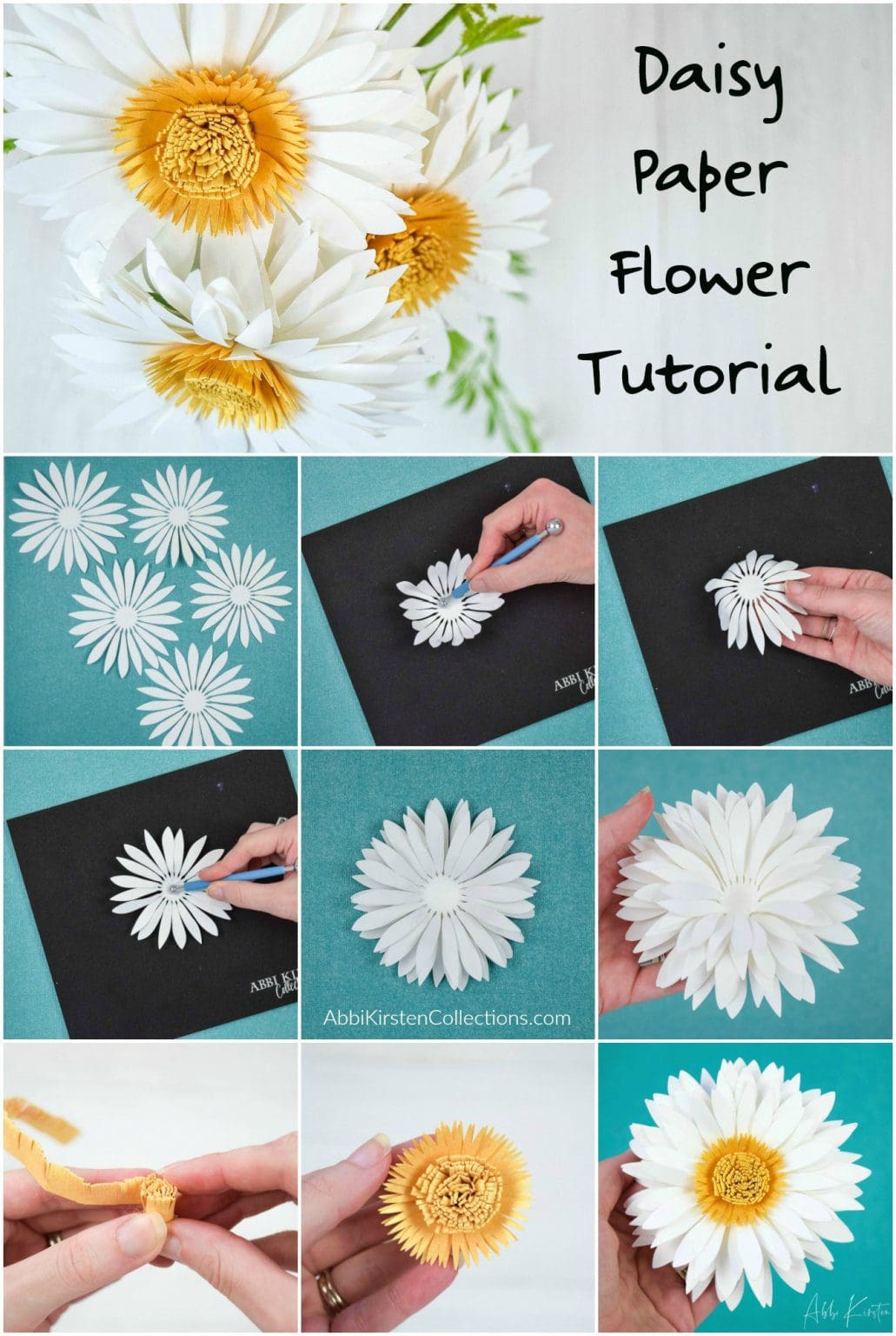 How to Make Paper Daisy Flowers Step by Step - Abbi Kirsten Collections