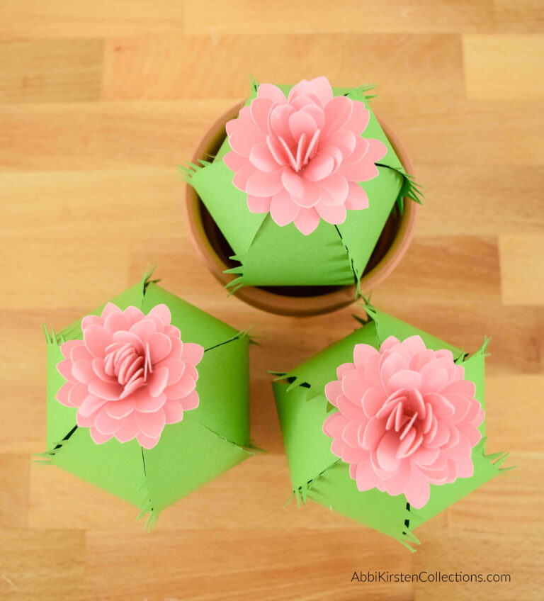 Paper Cactus Tutorial and Templates - 3D Paper Cactus Craft