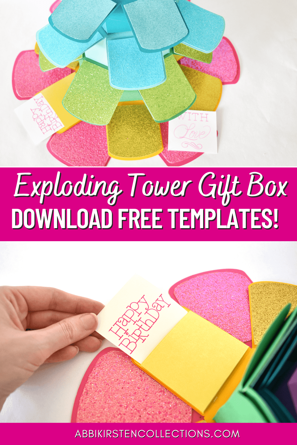 DIY Explosion Stacking Tower Gift Box - Free Templates and Tutorial