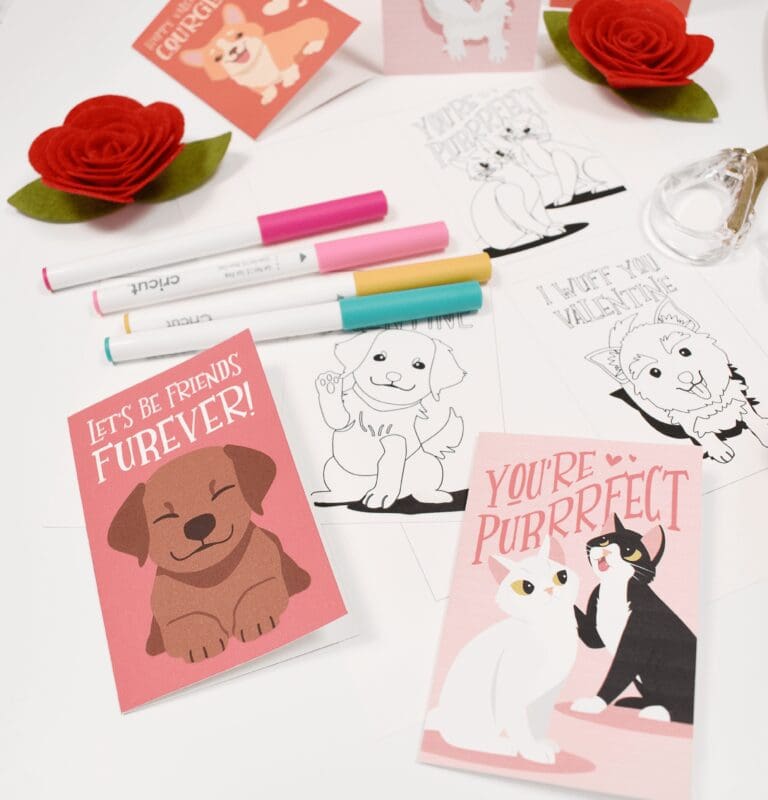 Free Valentine's Printables for Kids - Puppy Dog Coloring Cards