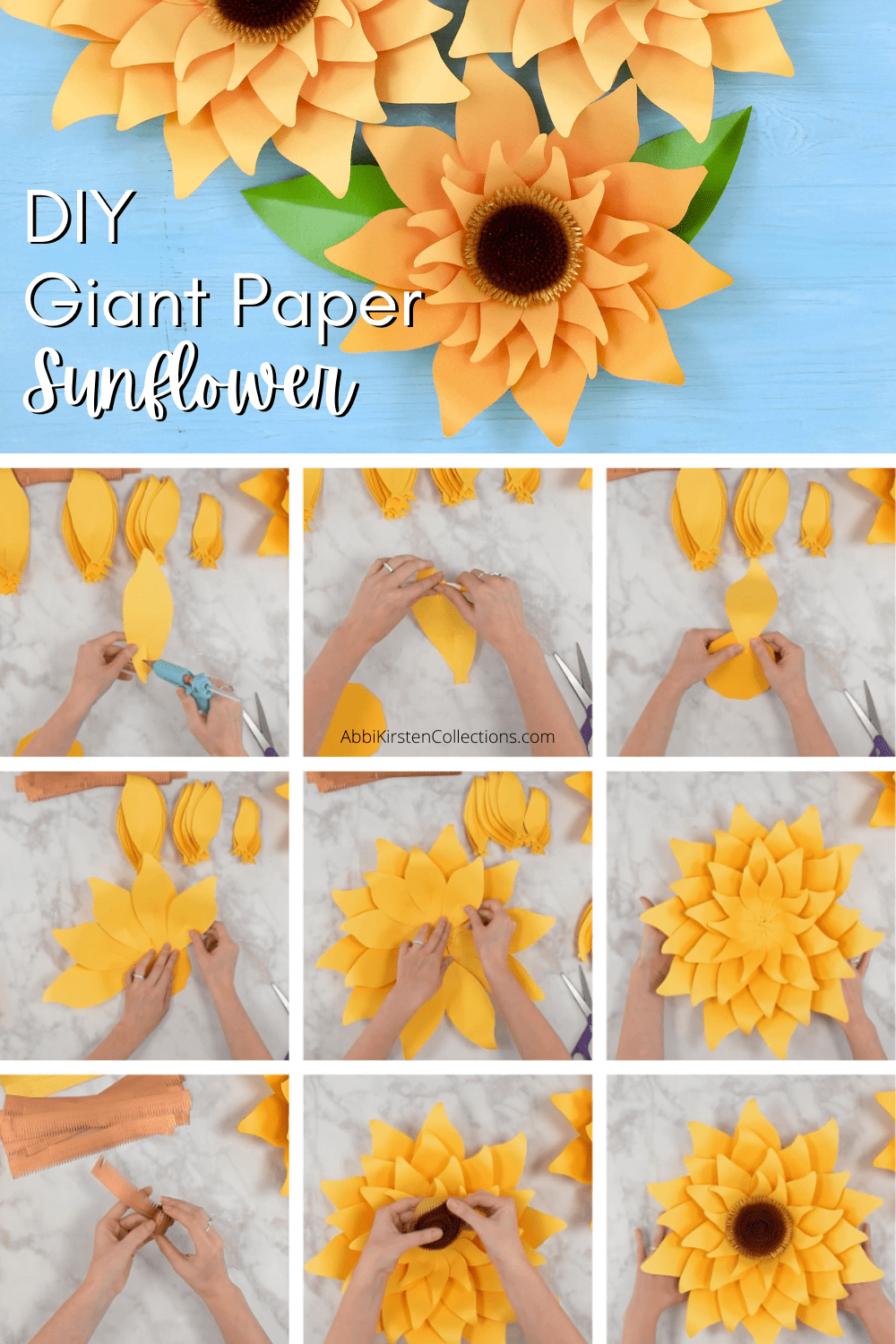 Giant Paper Sunflower Tutorial And Template | Abbi Kirsten Collections