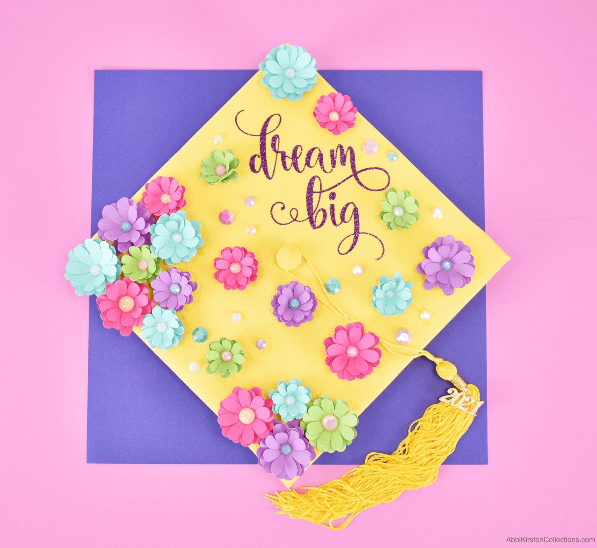 How to Decorate A Graduation Cap With Iron-On Vinyl and Paper Flowers