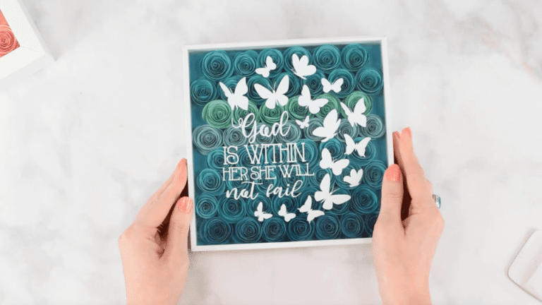 DIY Shadow Box With Rolled Paper Flowers Using Cricut